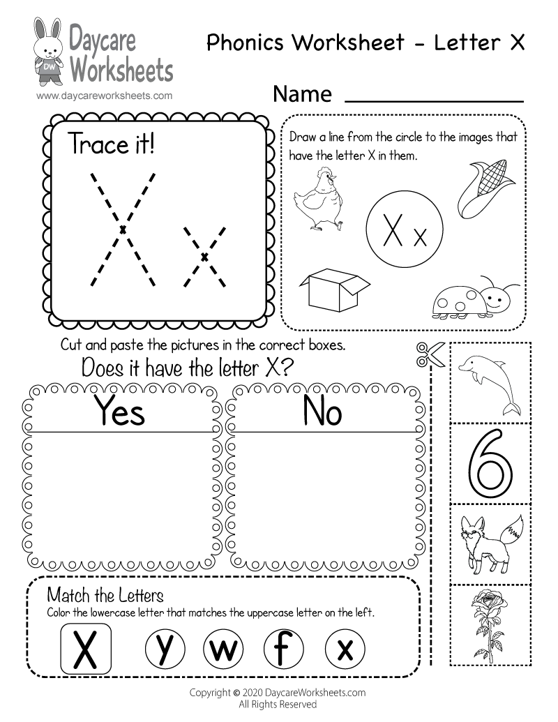 Free Beginning Sounds Letter X Phonics Worksheet For Preschool Letter Free Beginning Sounds Letter X Phonics Worksheet For Preschool Letter